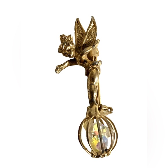 Disney | Jewelry | Disney Gold Tinkerbell Brooch With Iridescent Stone ...